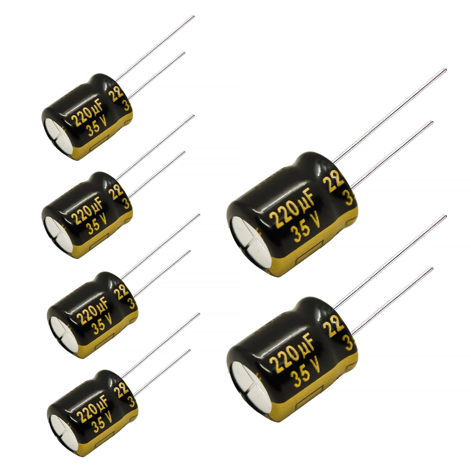 6 x Aluminum Electrolytic Capacitor 220uF 35V 20% 10x12.5mm FM Radial ...